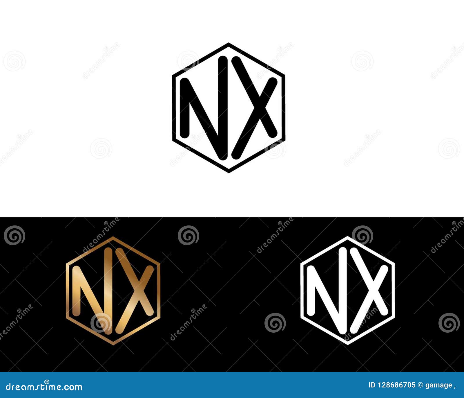NX Letters Linked with Hexagon Shape Logo Stock Vector - Illustration ... NX Letters Linked with Hexagon Shape Logo Stock Vector - Illustration ...