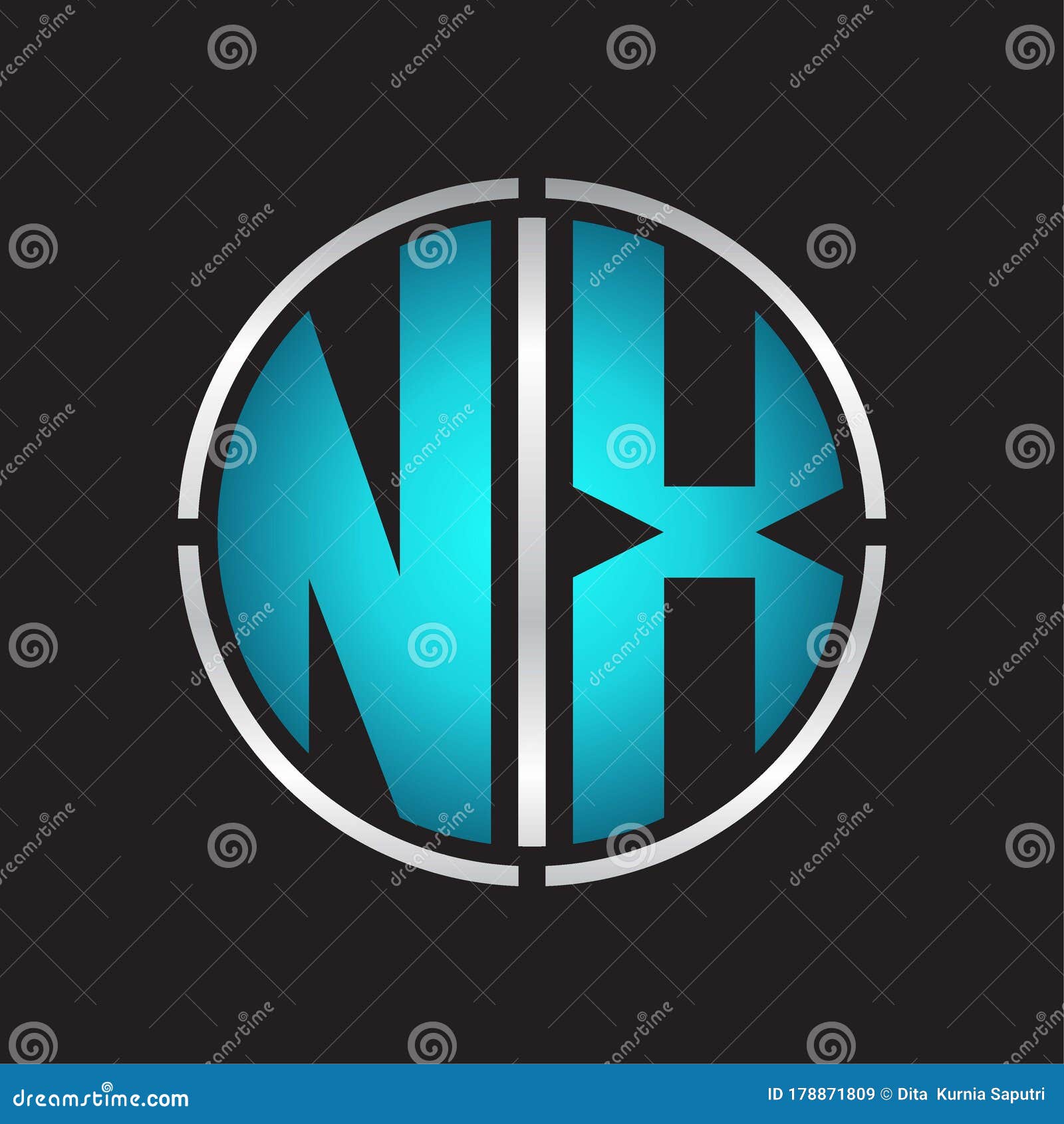 NX Logo Initial with Circle Line Cut Design Template on Blue Colors ...