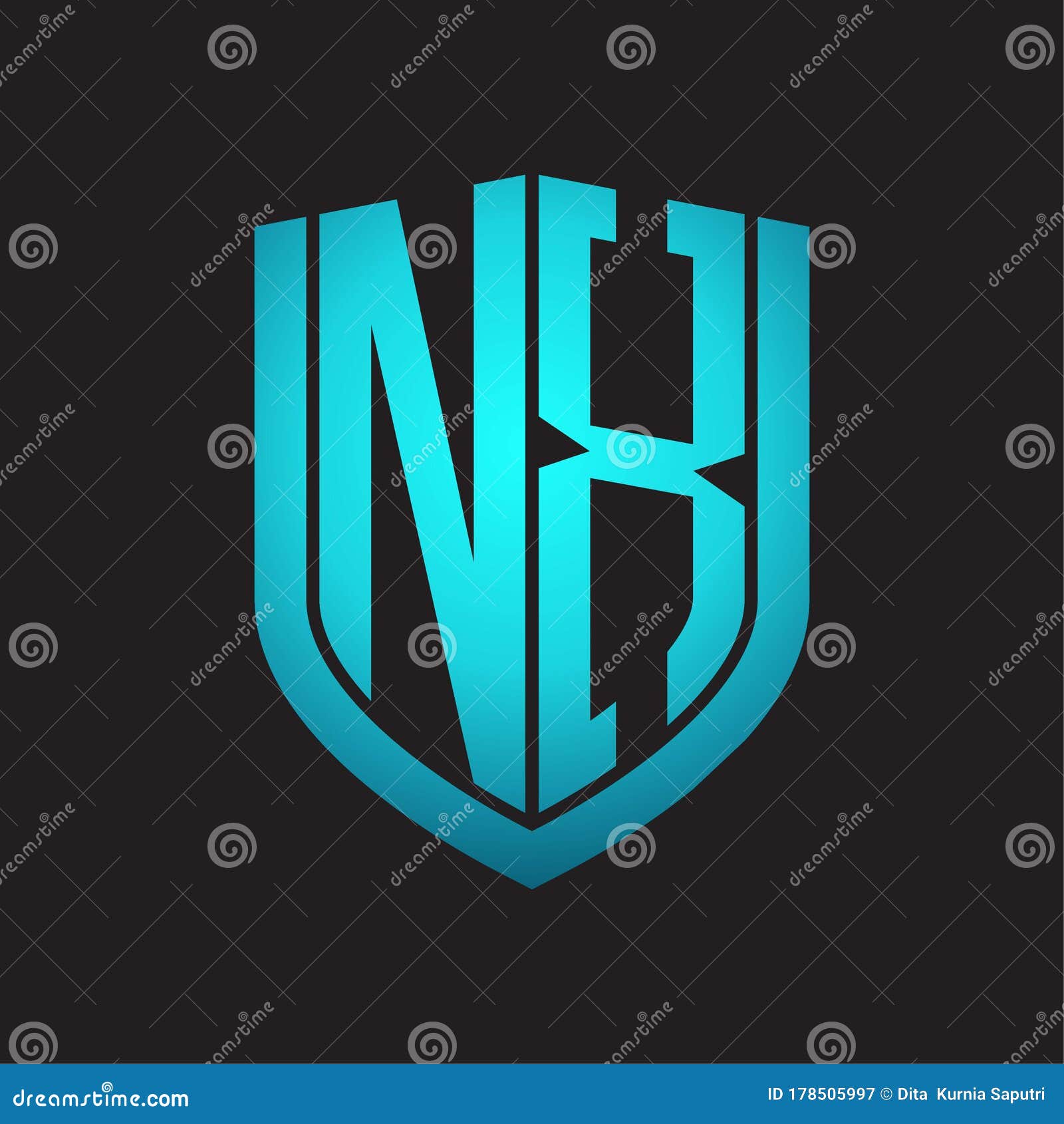 NX Logo Monogram with Emblem Shield Design Isolated with Blue Colors on ...
