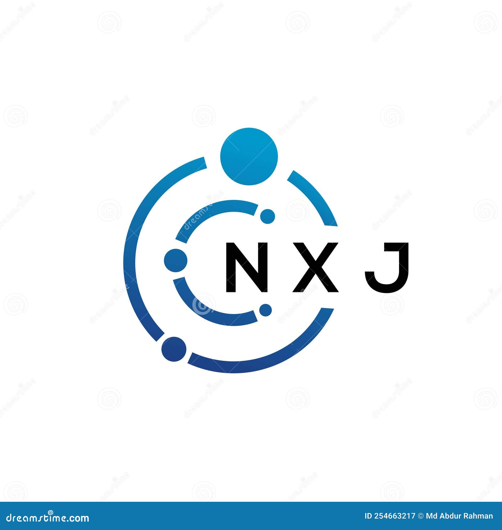 NXJ Letter Technology Logo Design on White Background. NXJ Creative ...