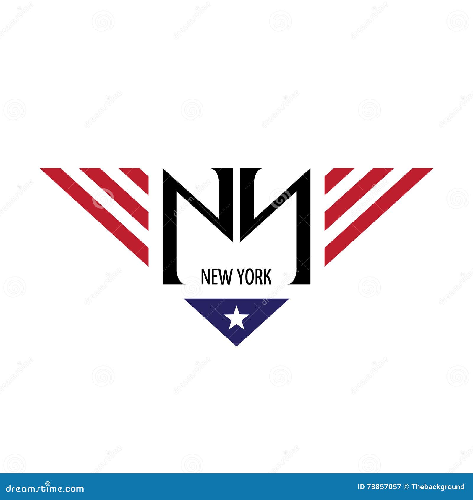 NY Initial Letters with USA Flag Colors and Symbol. Vector Illus Stock ...