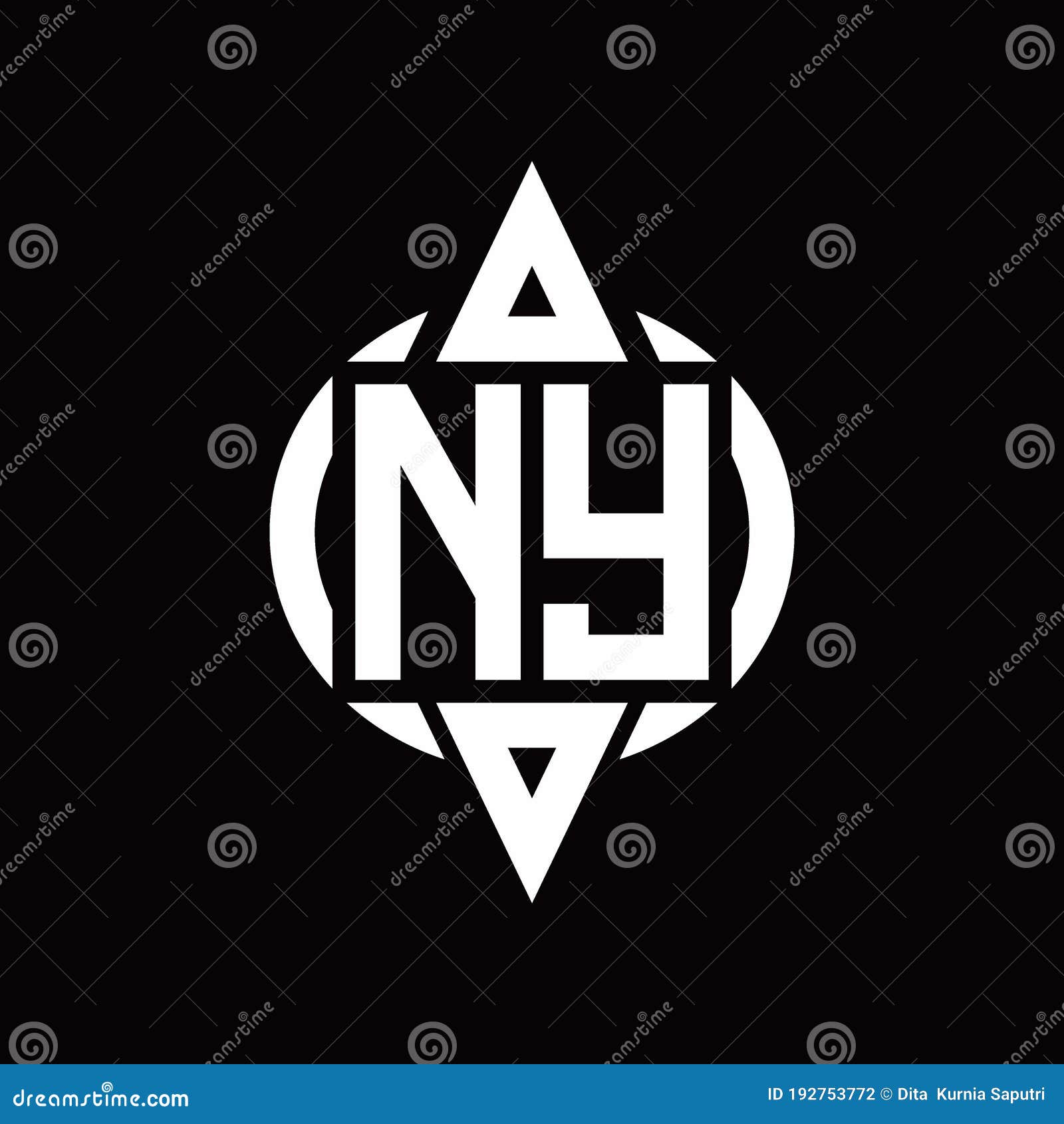 NY Logo with Circle Rounded Combine Triangle Top and Bottom Side Design ...
