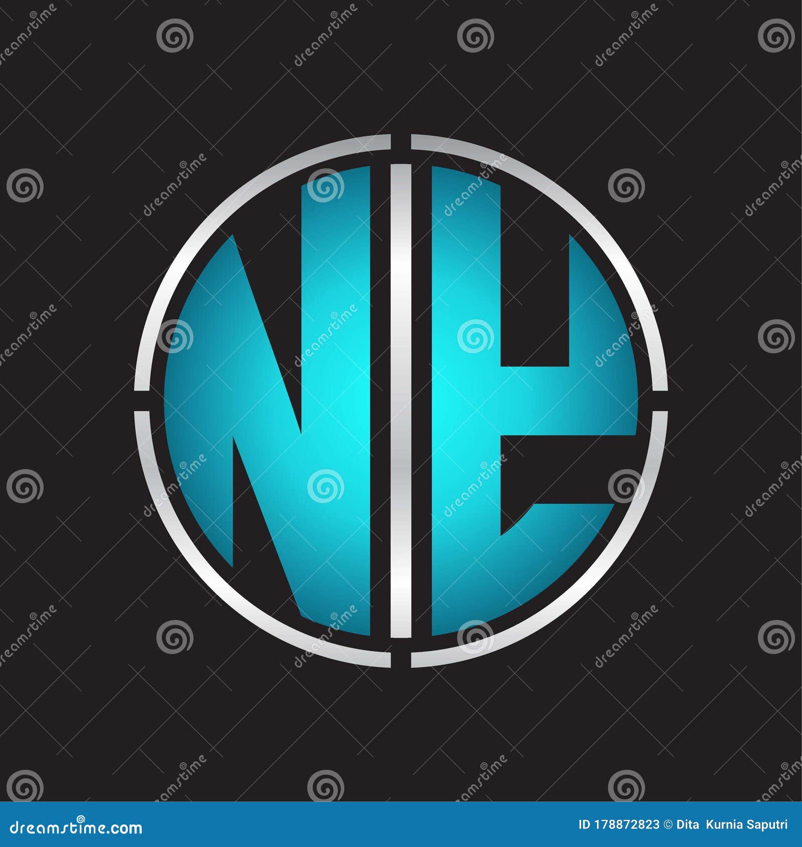 NY Logo Initial with Circle Line Cut Design Template on Blue Colors ...