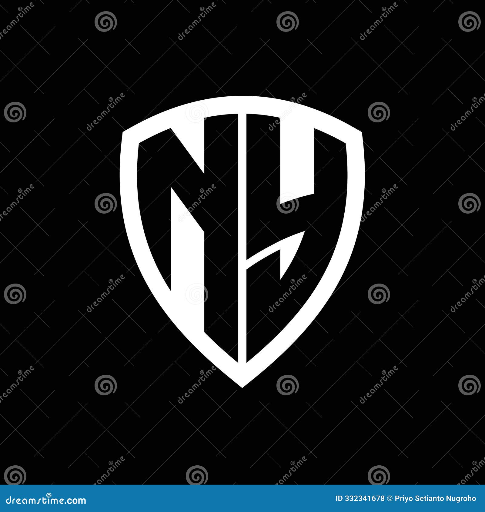 NY Monogram Logo with Bold Letters Shield Shape with Black and White ...