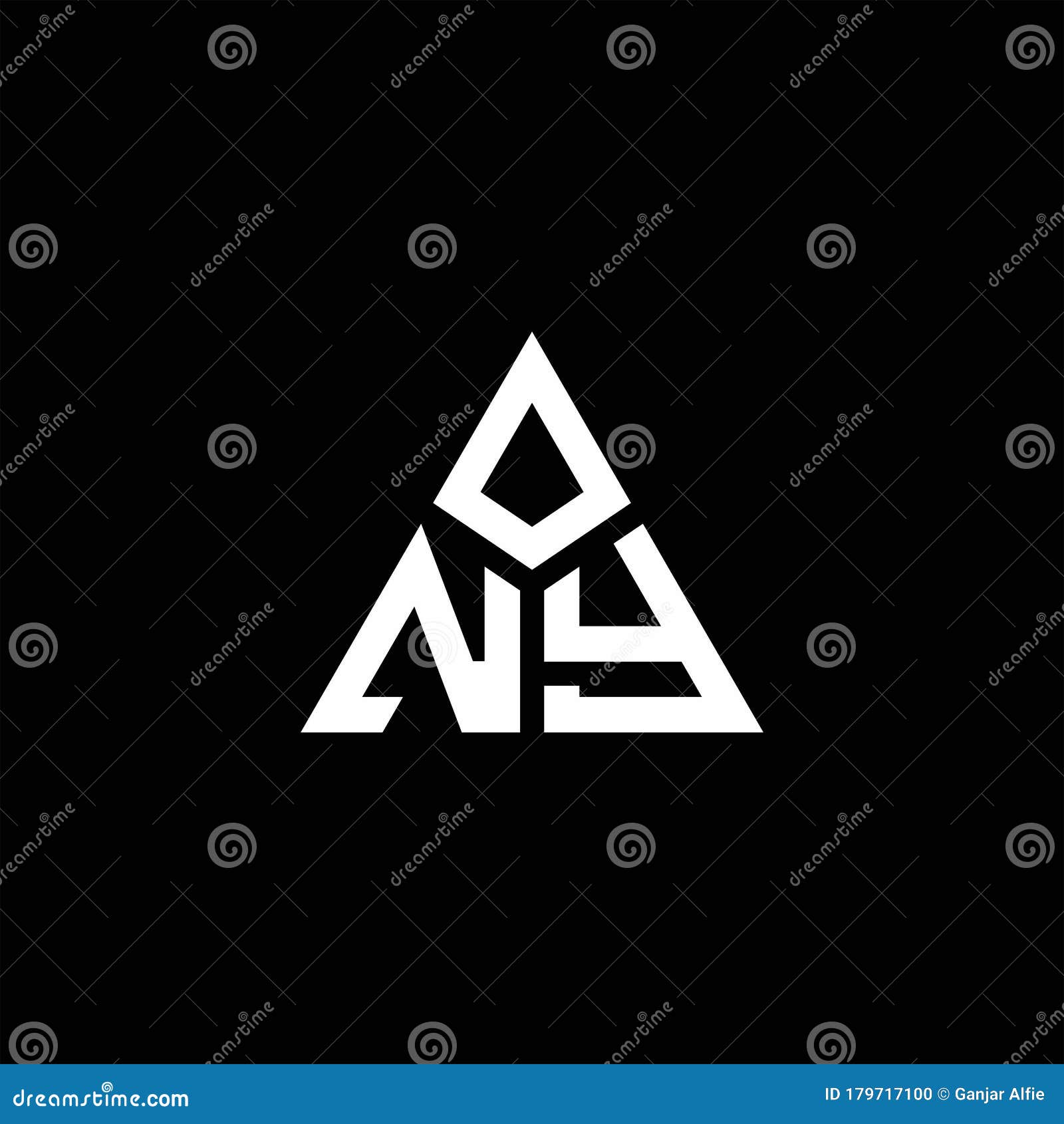NY Monogram Logo with 3 Pieces Shape Isolated on Triangle Stock Vector ...