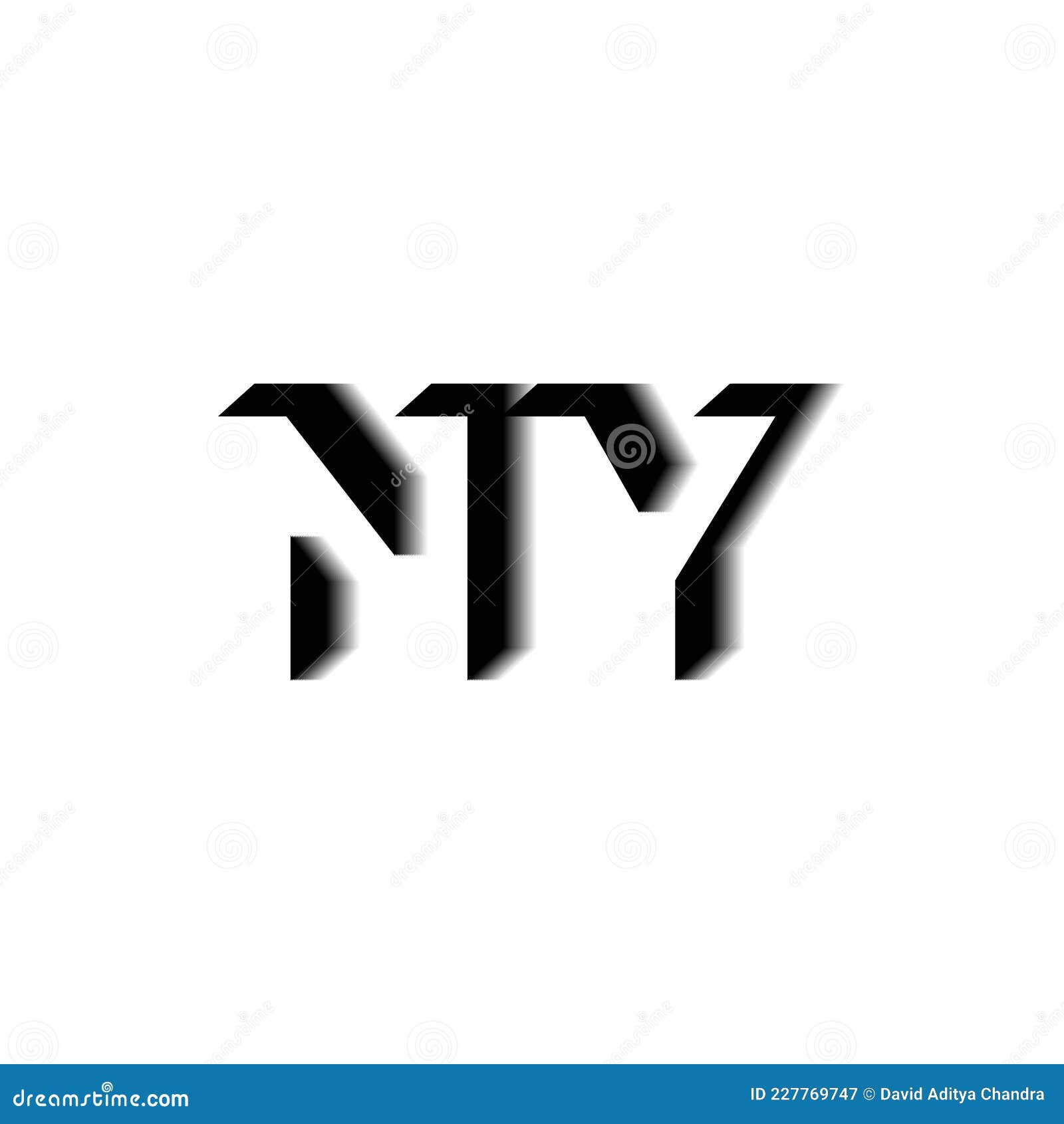 NY Monogram Shadow Shape Style Stock Vector - Illustration of geometric ...