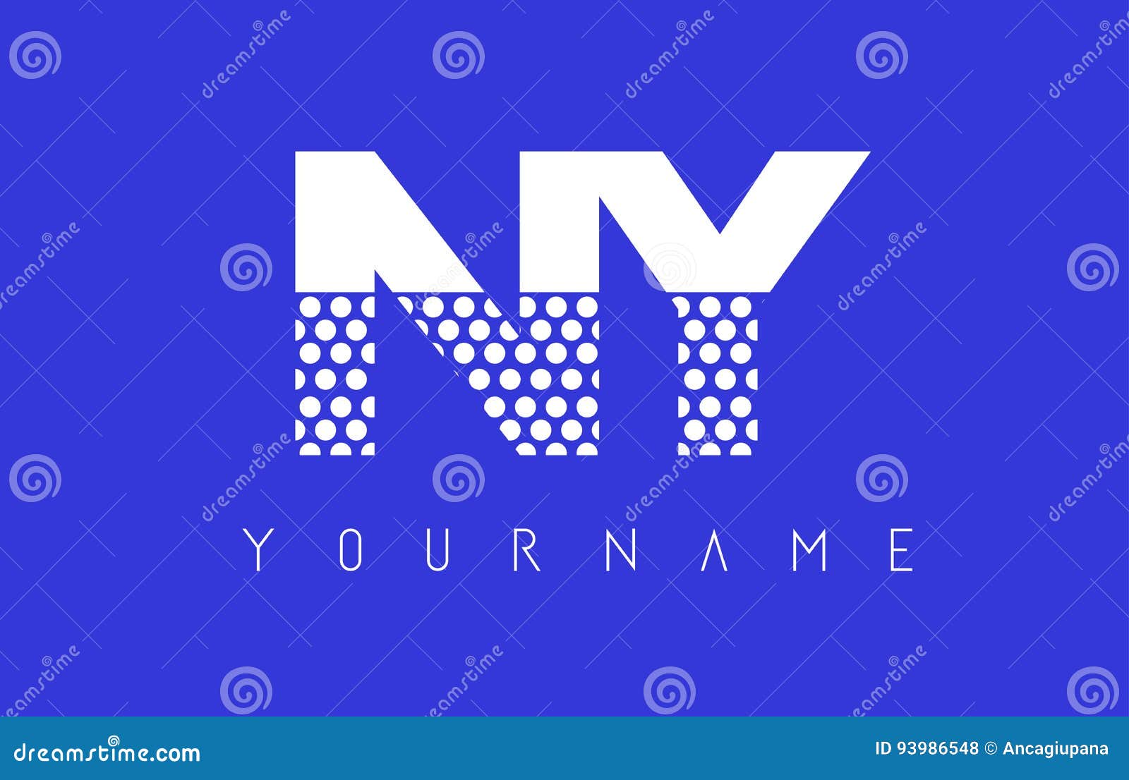 NY N Y Dotted Letter Logo Design with Blue Background. Stock Vector ...