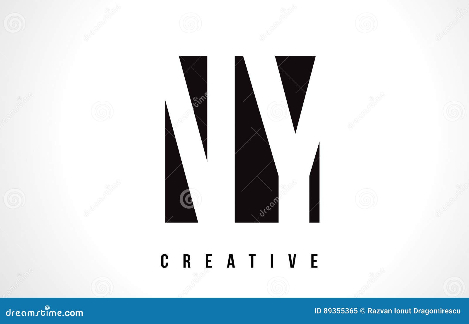 NY N Y White Letter Logo Design with Black Square. Stock Vector ...