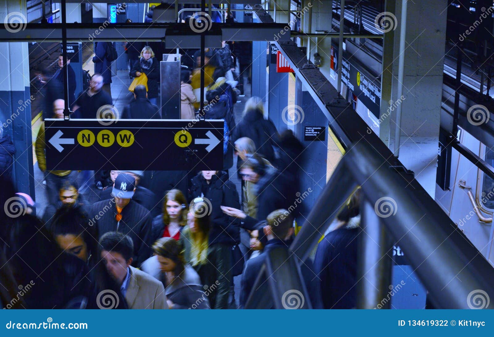 NY Subway People in Crowded Busy Subway Station Underground Train ...