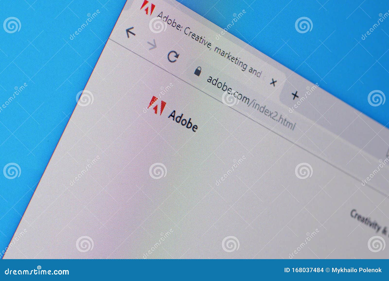 Homepage of Adobe Website on the Display of PC, Url - Adobe.com ...
