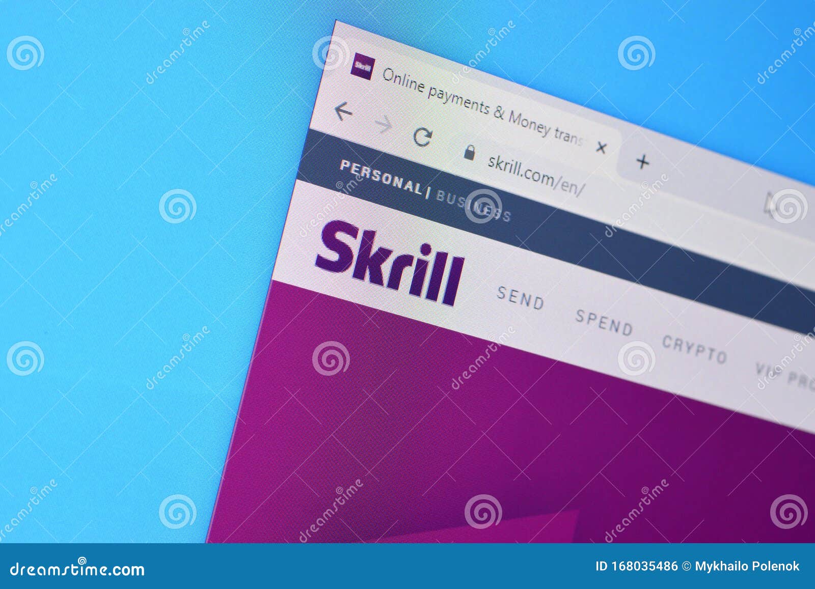 Homepage of Skrill Website on the Display of PC, Url - Skrill.com ...