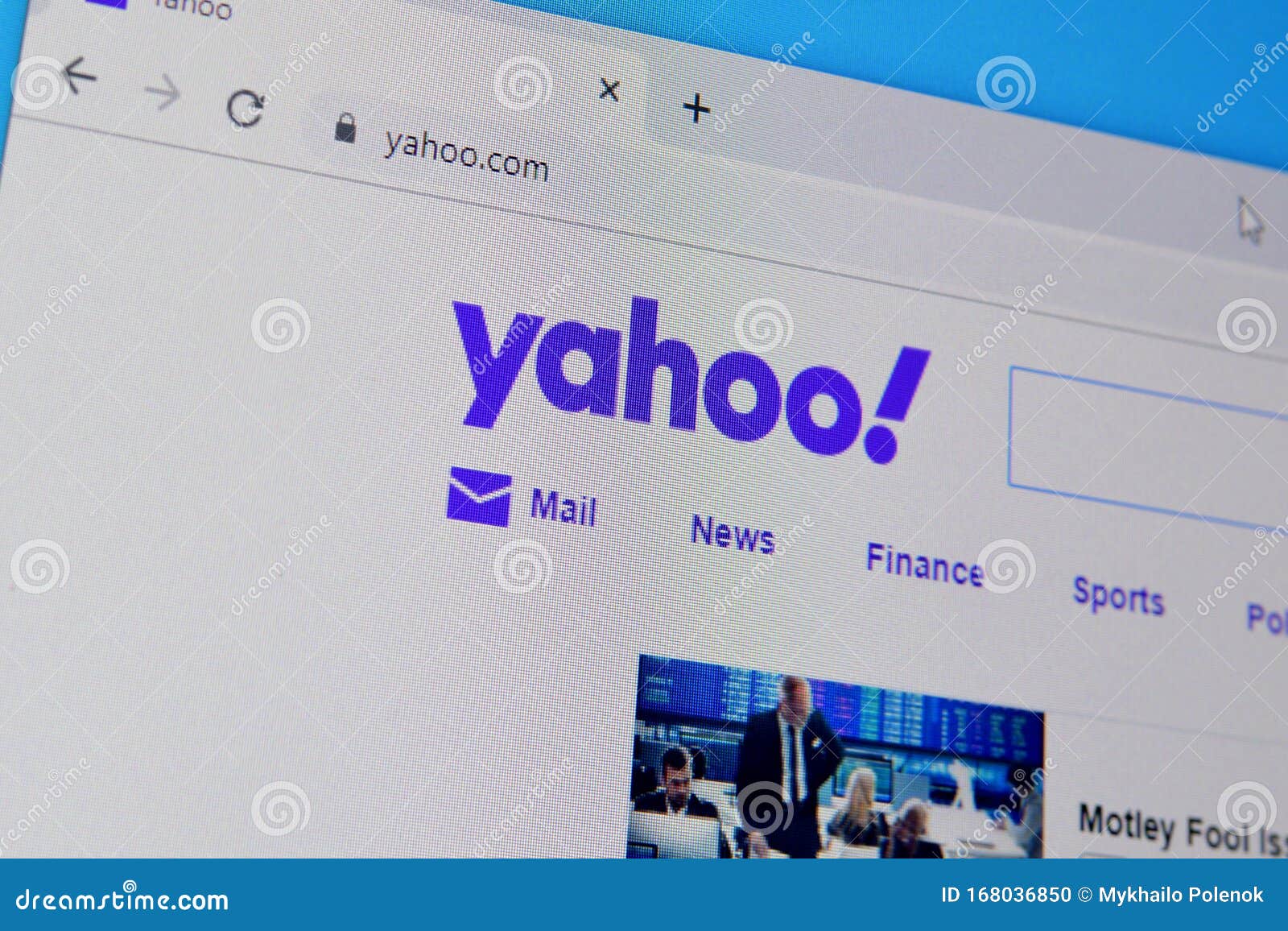 Homepage of Yahoo Website on the Display of PC, Url - Yahoo.com ...