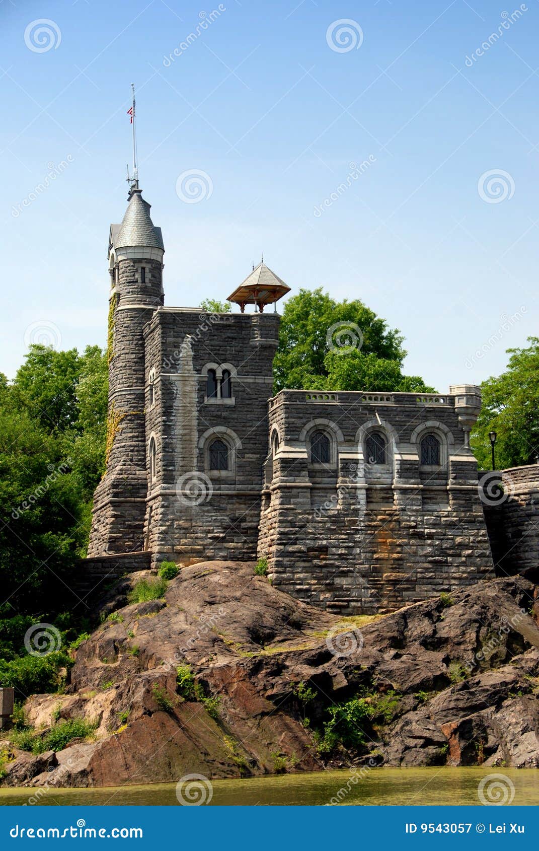 NYC: Belvedere Castle in Central Park Stock Image - Image of pond ...