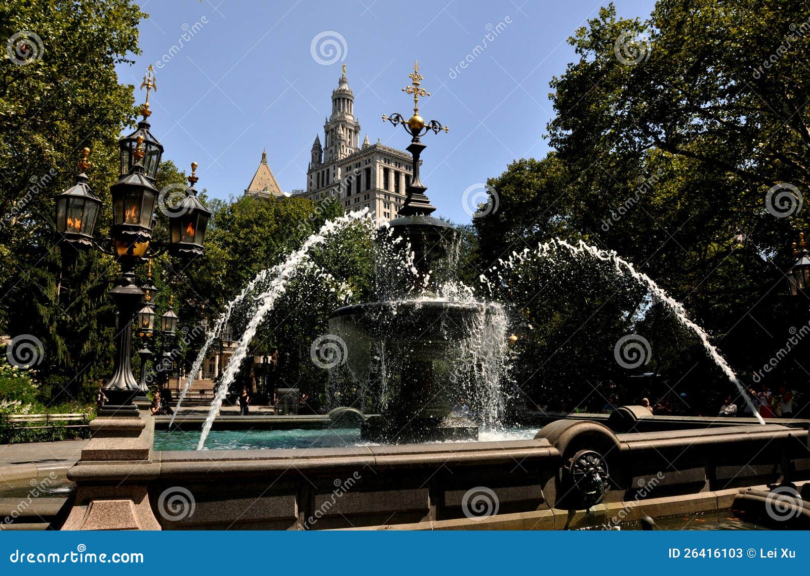 NYC: City Hall Park Fountain Editorial Stock Photo - Image of victorian ...