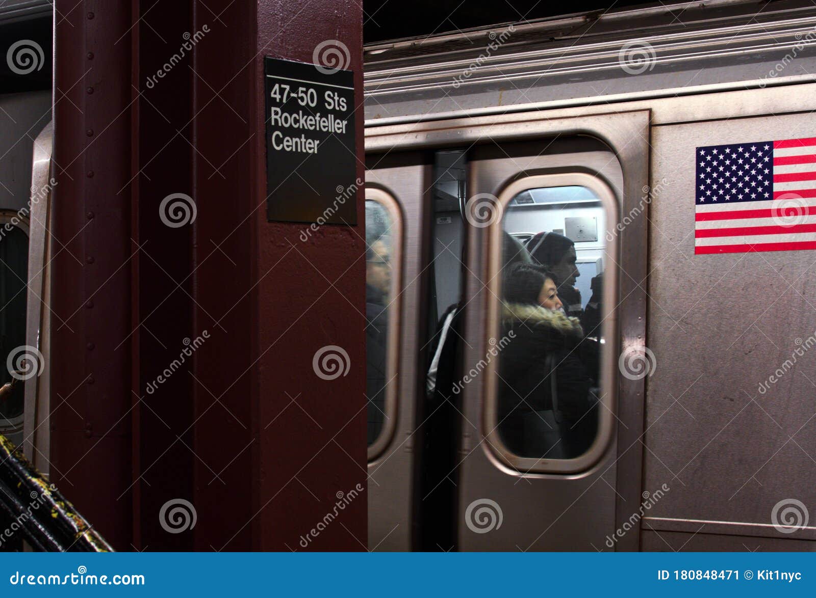 NYC Delayed Train Passengers in Crowded Train Packed People Editorial ...