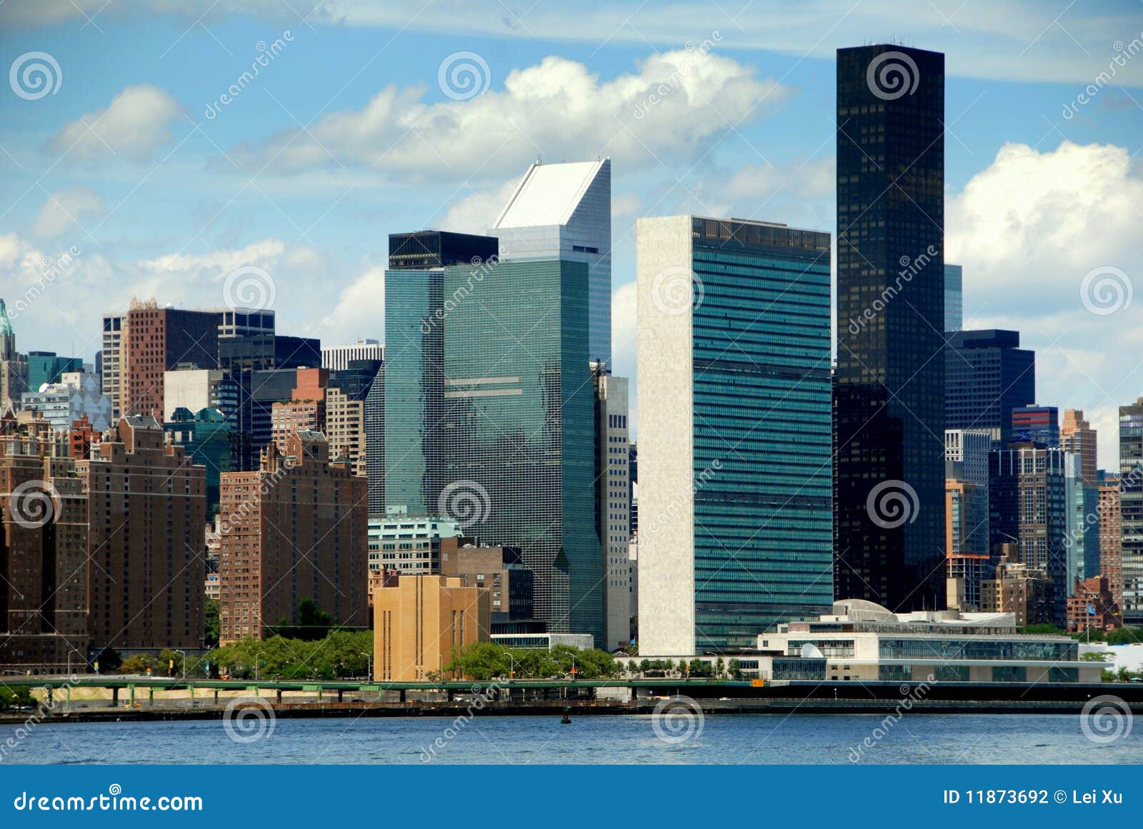 NYC: East Side Skyline and UN Building Stock Photo - Image of side ...