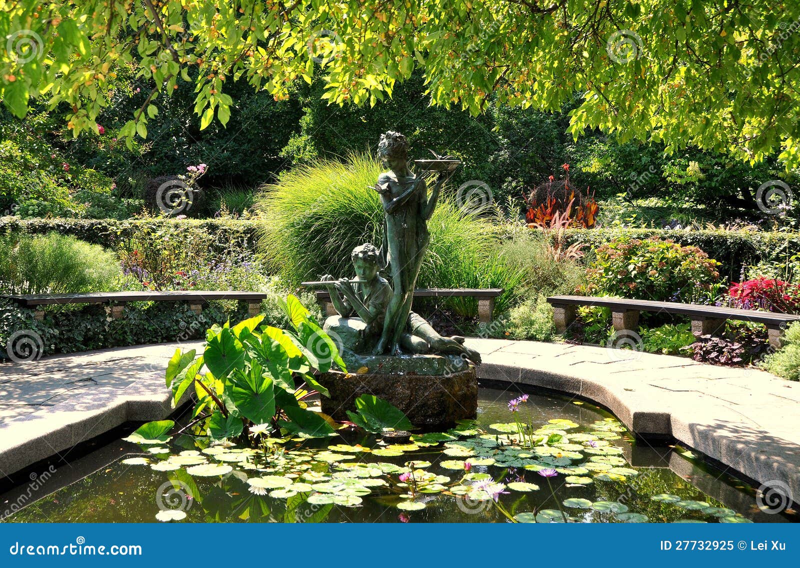 NYC: Pan Fountain in Central Park Stock Image - Image of lillies, pool ...