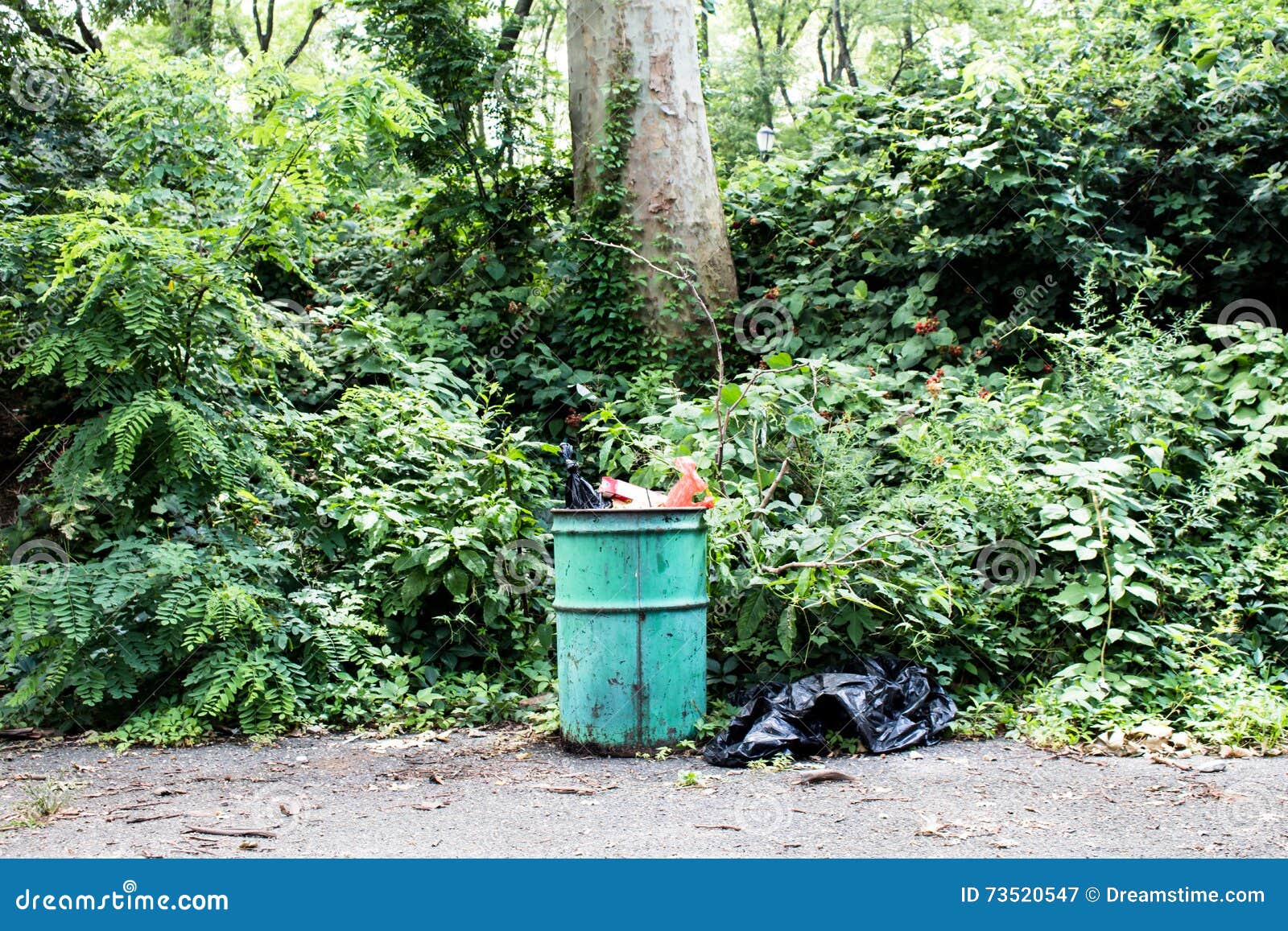 NYC Park Trash Can stock image. Image of scene, nice - 73520547