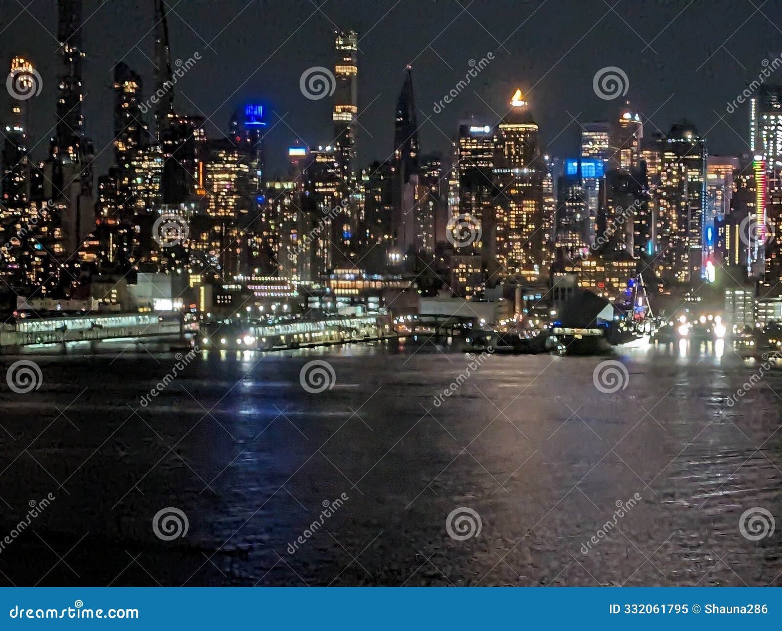 NYC Skyline in the Night stock image. Image of metropolis - 332061795