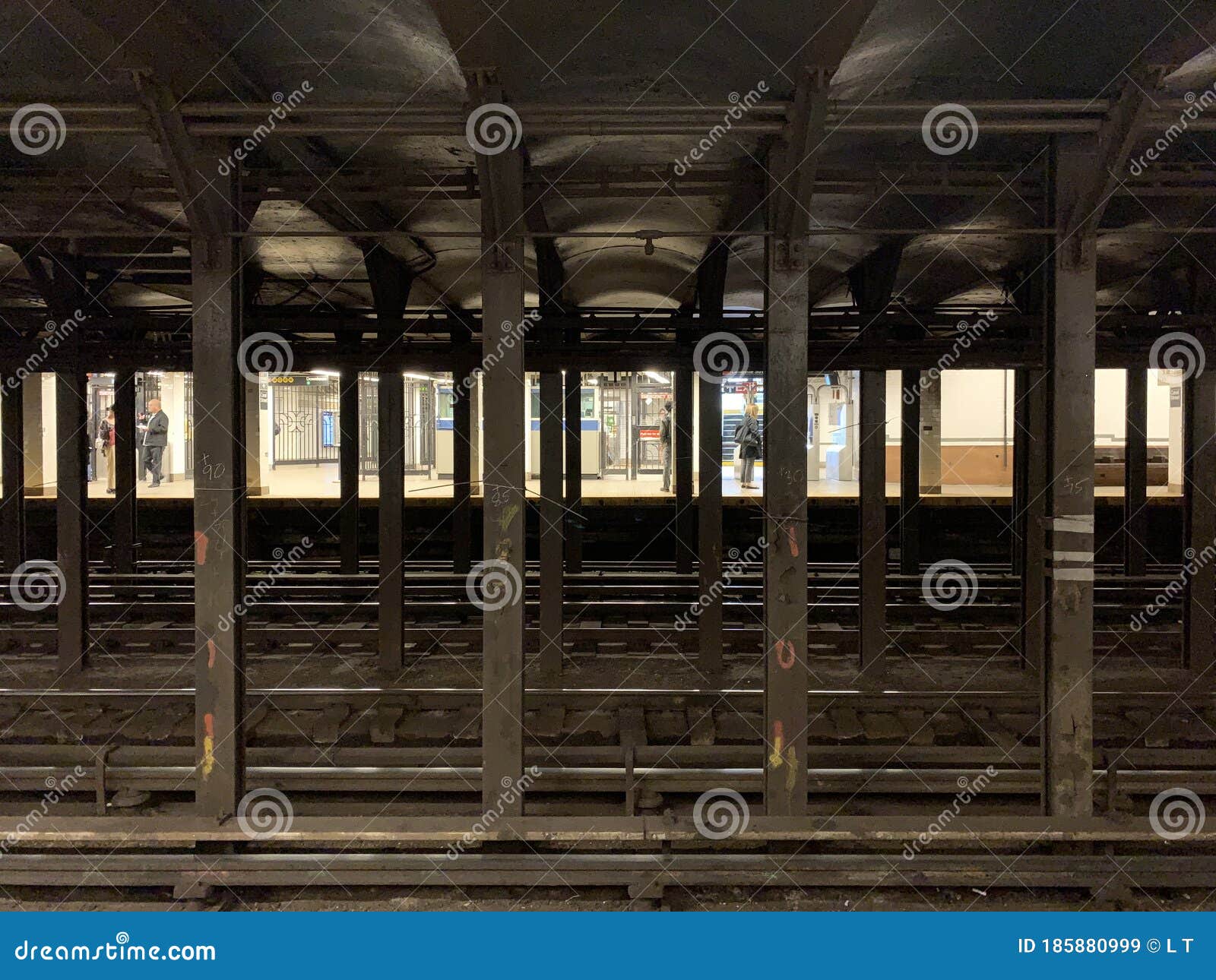 Nyc subway with no train stock image. Image of scenes - 185880999