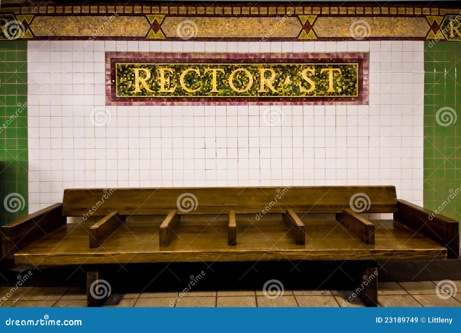 NYC Subway Station Bench stock image. Image of commute - 23189749