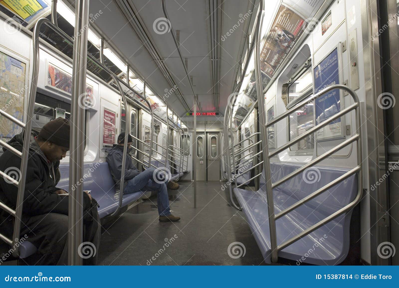 NYC subway train editorial stock image. Image of interior - 15387814