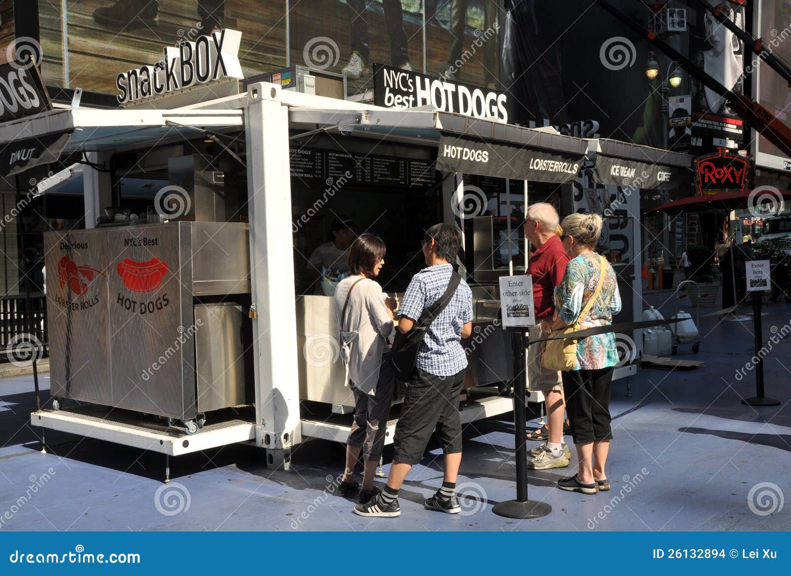 NYC: Times Square Food Stand Editorial Stock Image - Image of away ...