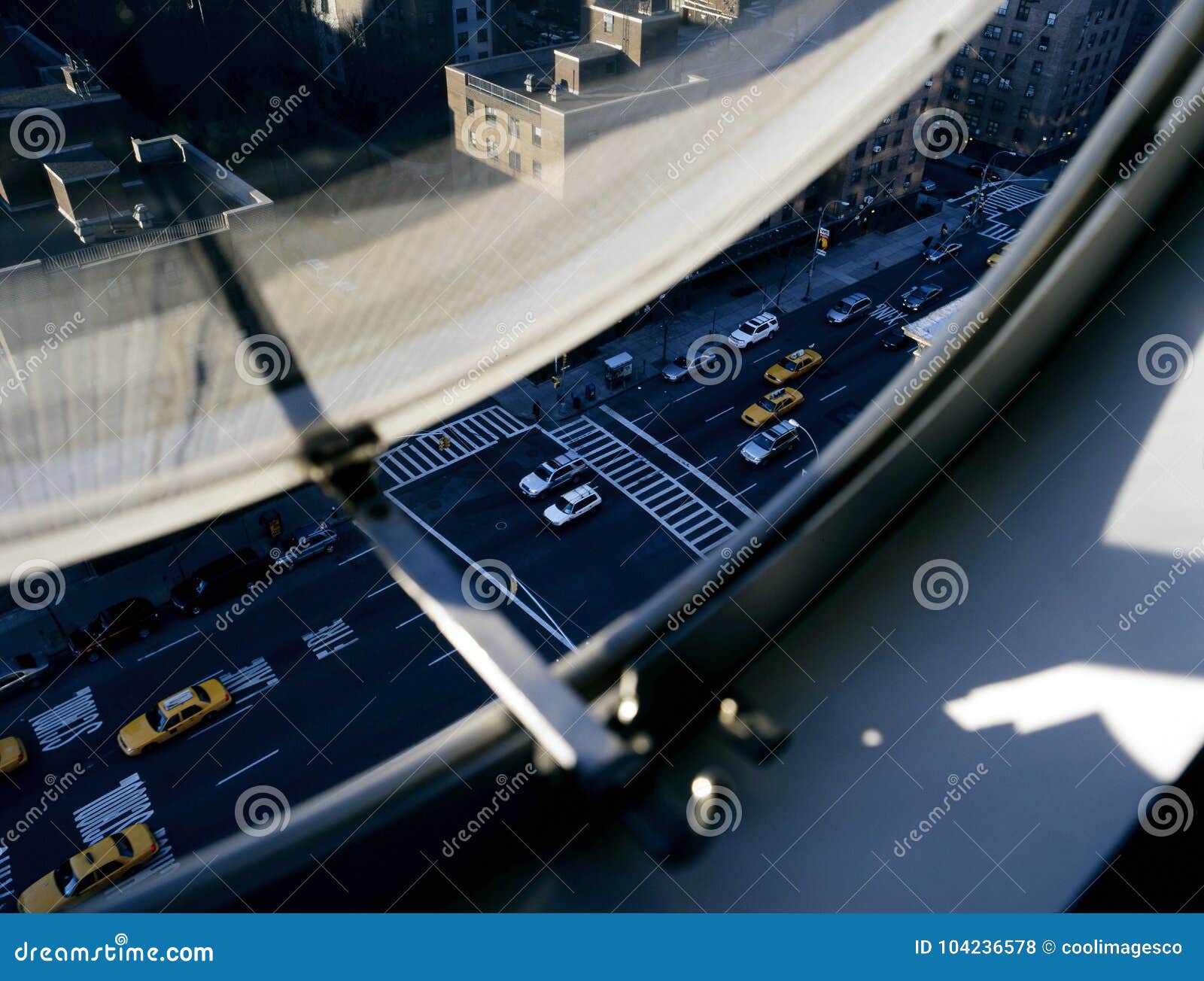 NYC Traffic from a Circular Window Editorial Stock Photo - Image of ...