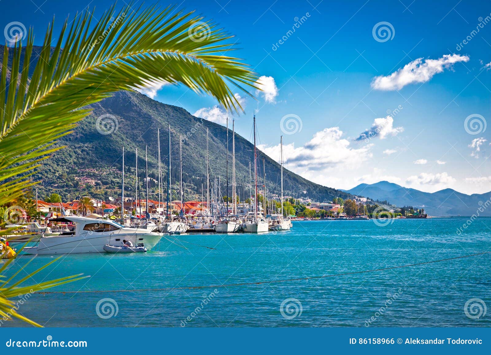 Nydri Harbour at Lefkada, Greece. Stock Photo - Image of ionion, nidri ...