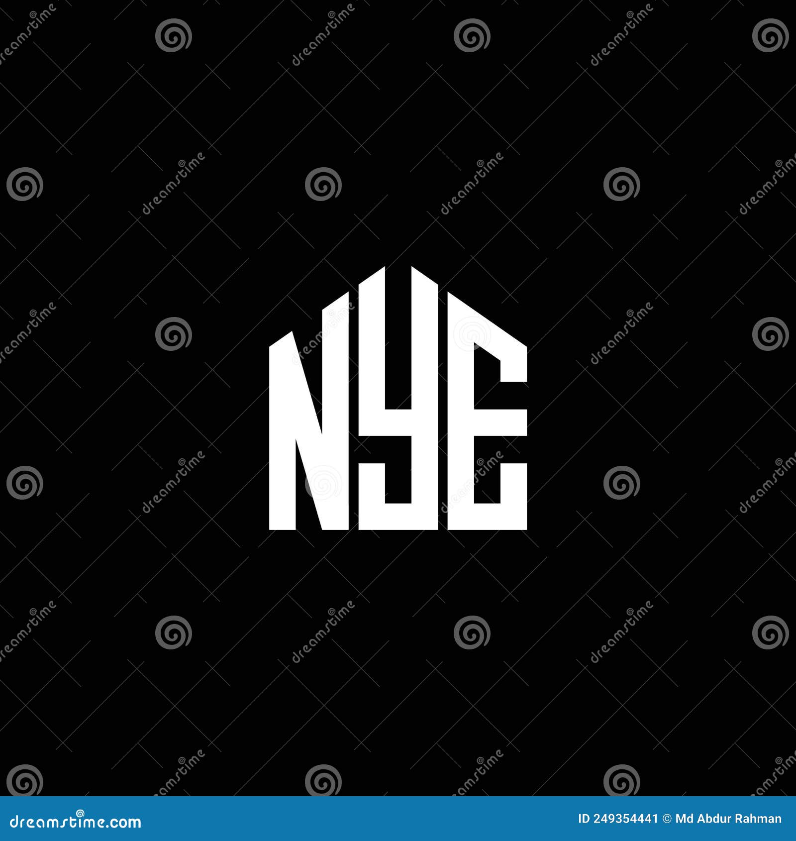 NYE Letter Logo Design on BLACK Background. NYE Creative Initials ...