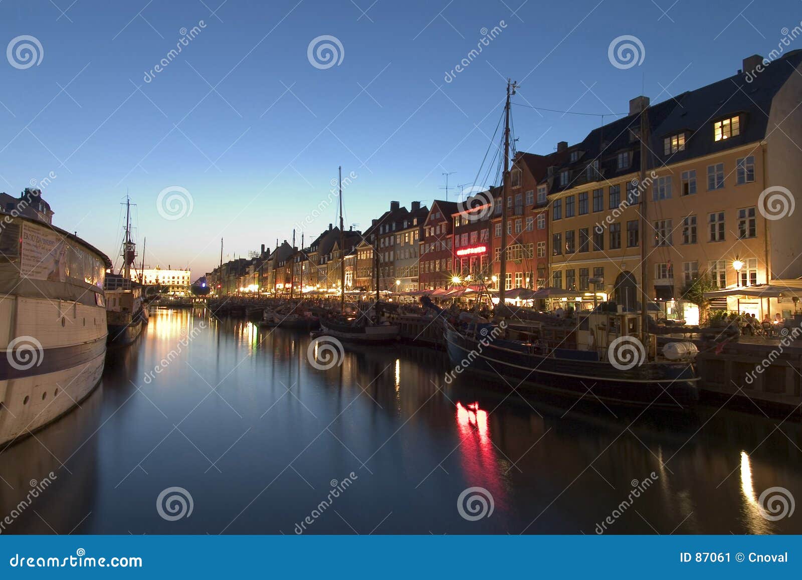 Nyhavn Harbor by Night, Copehagen Stock Image - Image of bars, twilight ...
