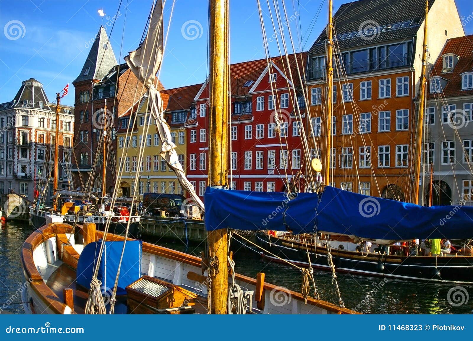 Nyhavn (new Harbor) in Copenhagen, Denmark. Stock Image - Image of ...