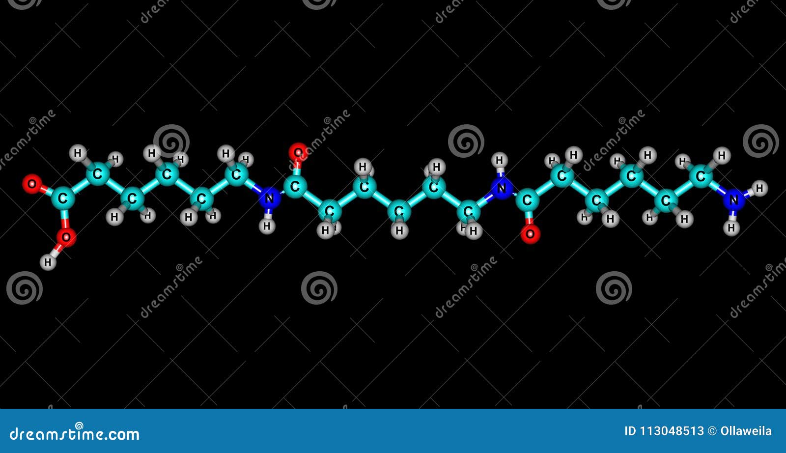 Nylon Molecular Structure Isolated on Black Background Stock ...