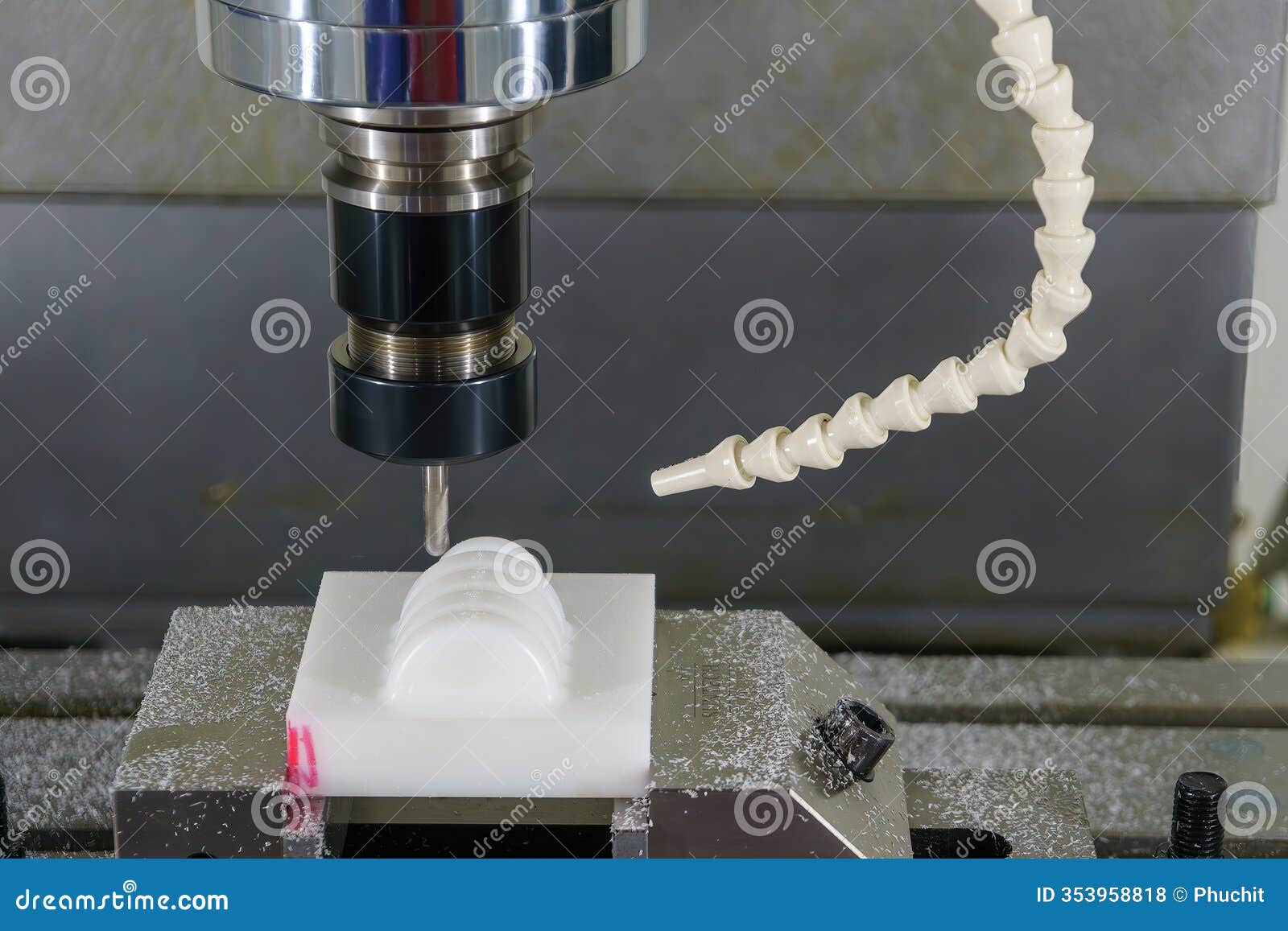 The Nylon Material Parts Cutting the by CNC Milling Machine with Solid ...