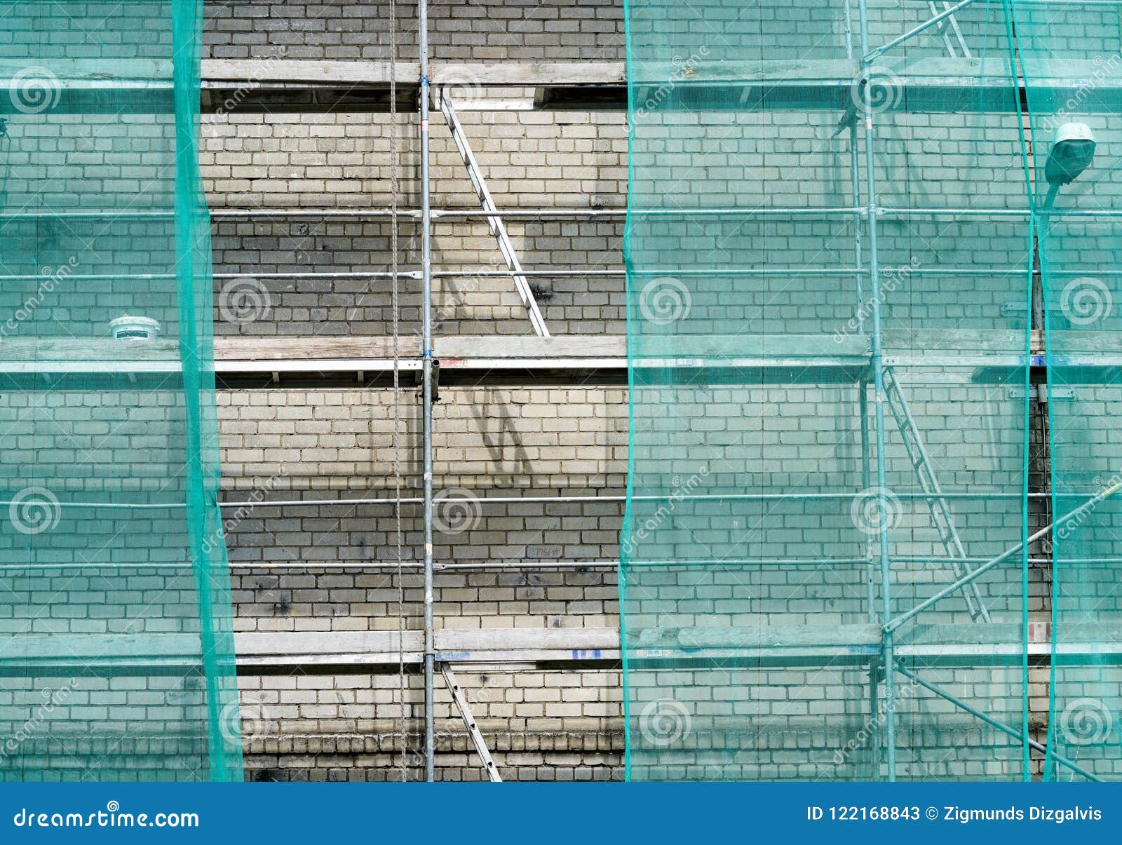 Nylon Net Covers Assembled Scaffolding Stock Image - Image of railings ...