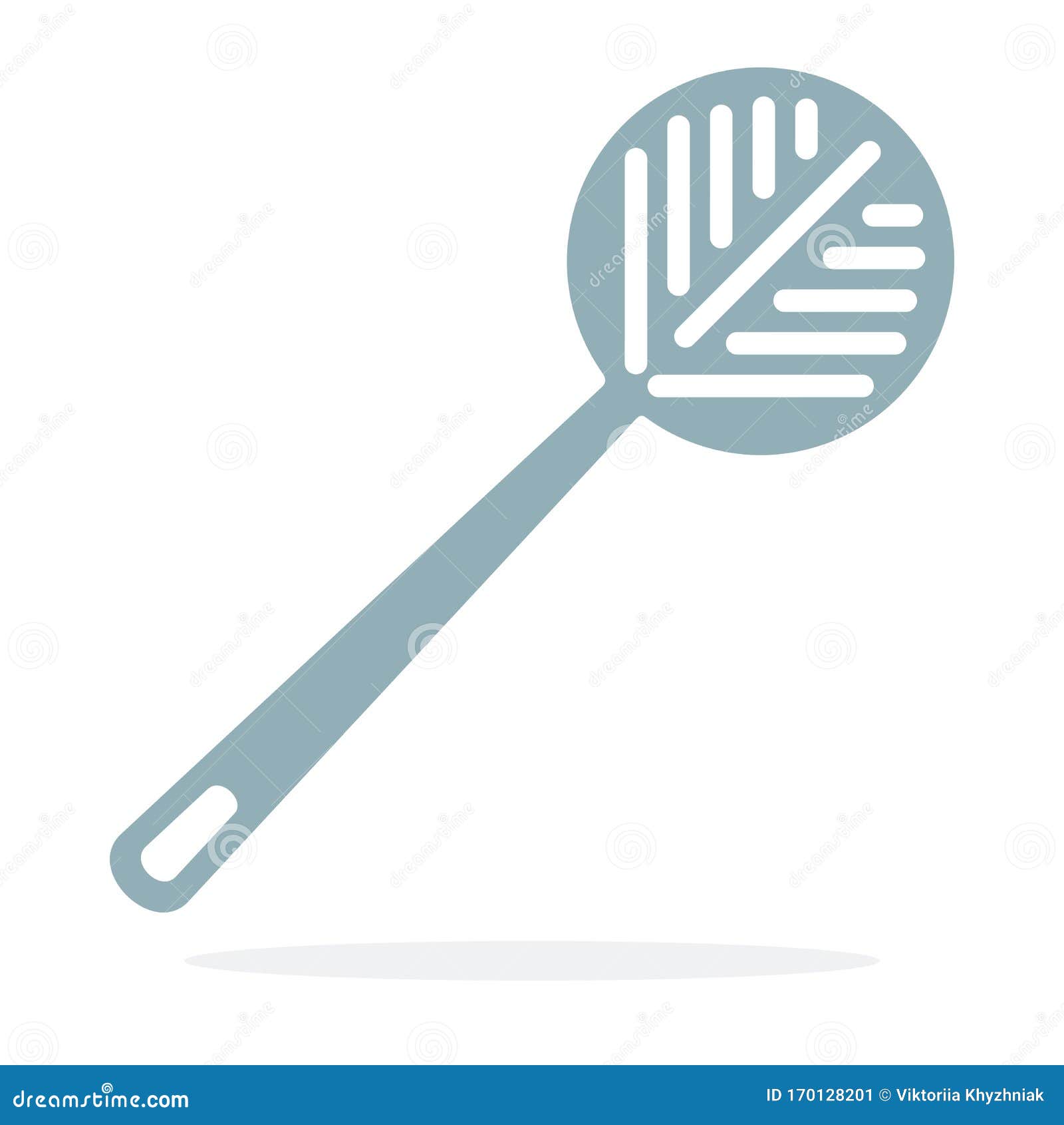 Skimmer Slotted Spoon Holes Ladle - Vector Linear Illustration For ...