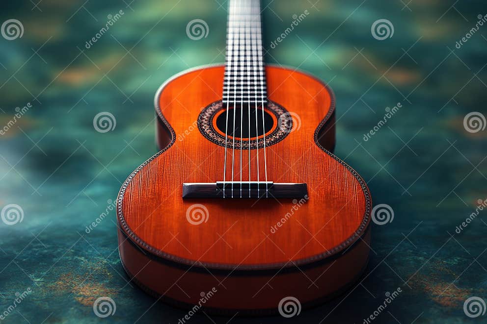 Nylon String Guitar Resting on a Textured Surface Creating a ...