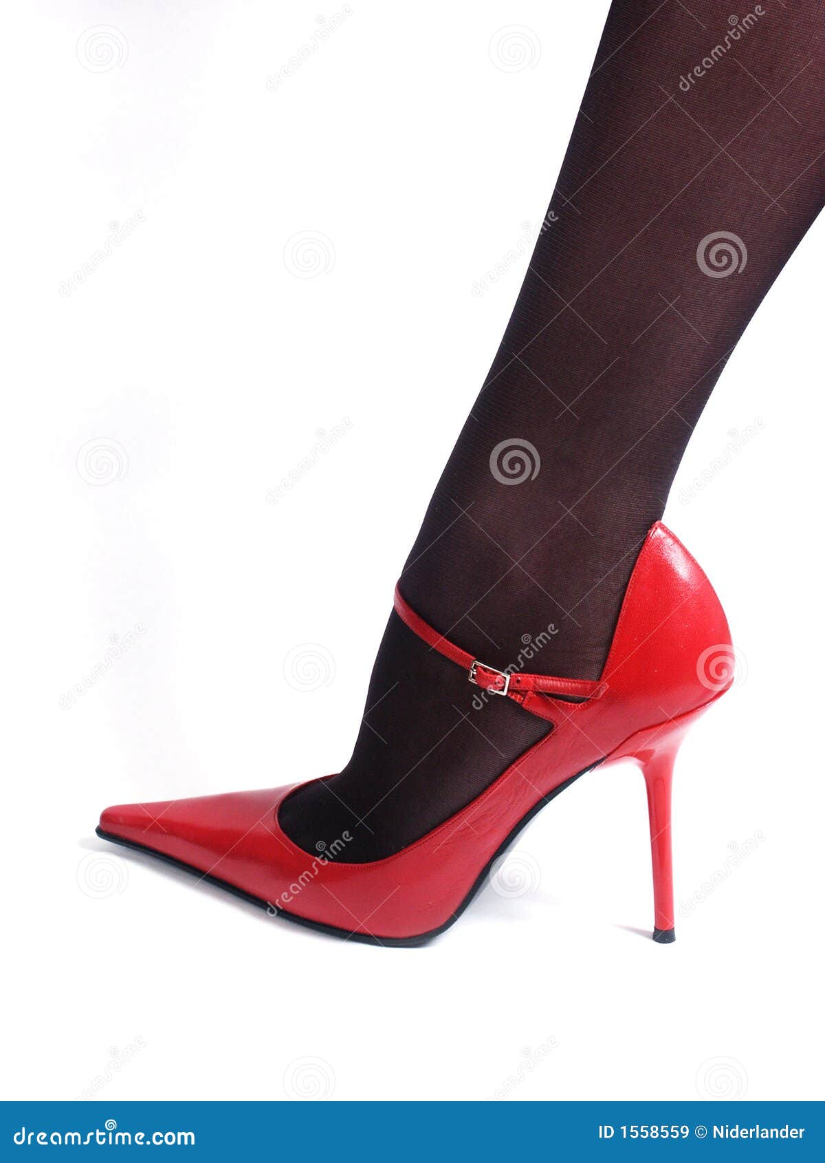 Nylons Noirs Et Chaussure Rouge Image stock - Image du sandales ...