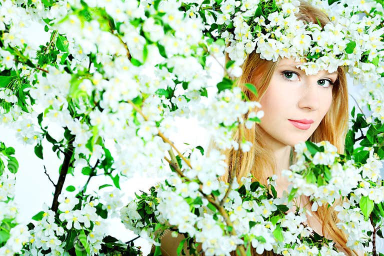 Nymph in flowers stock photo. Image of model, body, aroma - 15027584