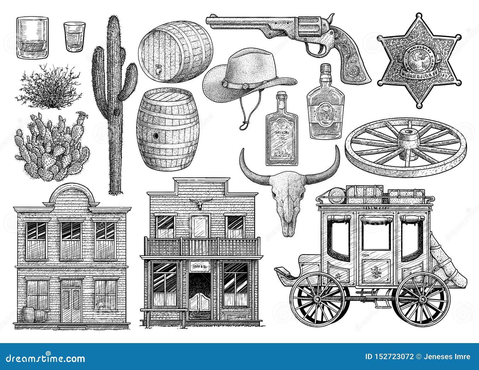 Western Object Collection, Illustration, Drawing, Engraving, Ink, Line ...