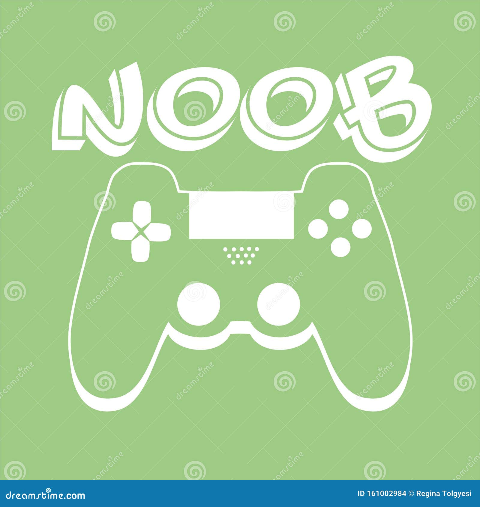 Noob Text, With Controller Silhouette, On Green Background. Vector ...