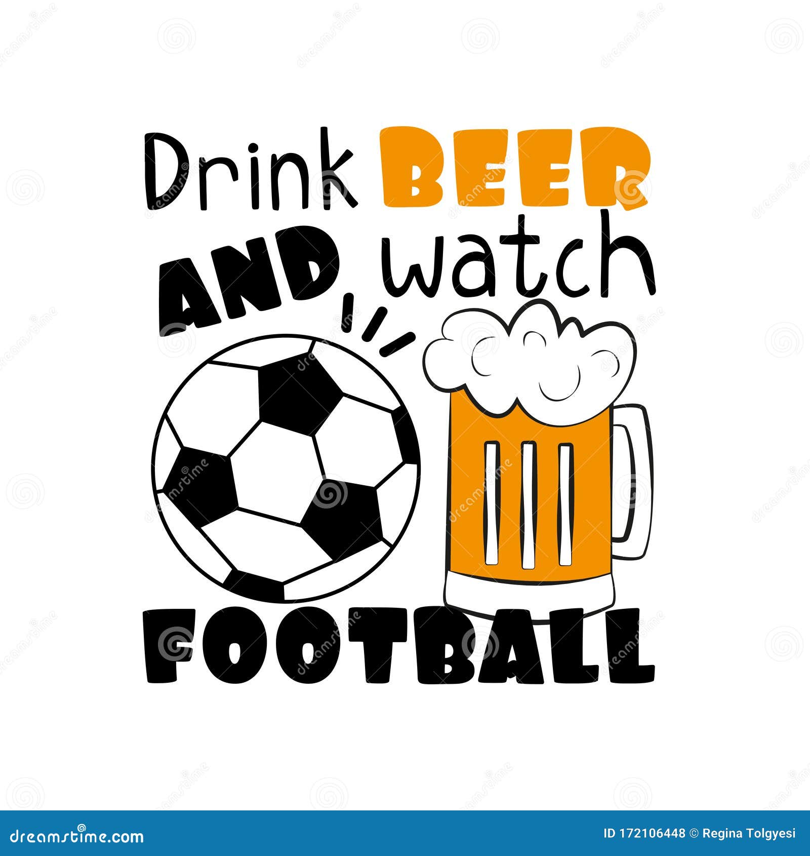 Beer and Watch Football -text with Football, and Beer Mug. Stock Vector ...