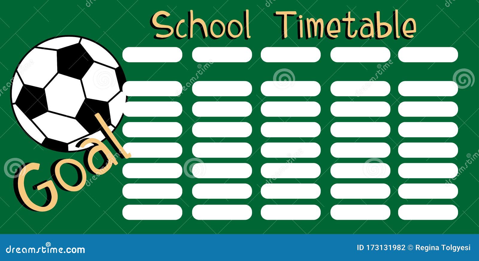 Timetable for Elementary School, with Football. Stock Vector ...
