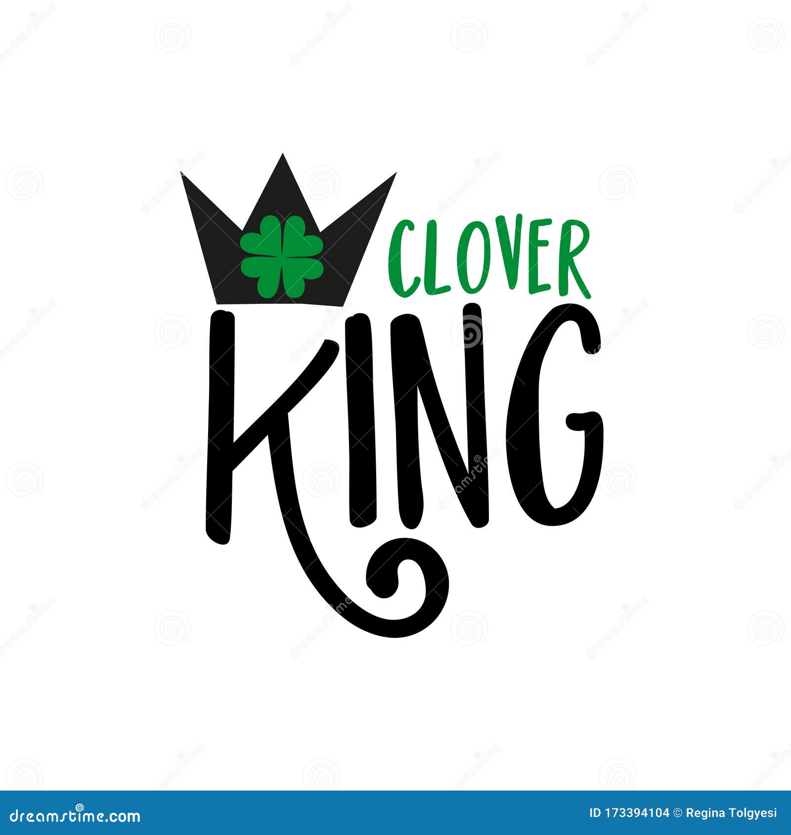 Clover King Text with Clover and Crown. Stock Vector - Illustration of ...