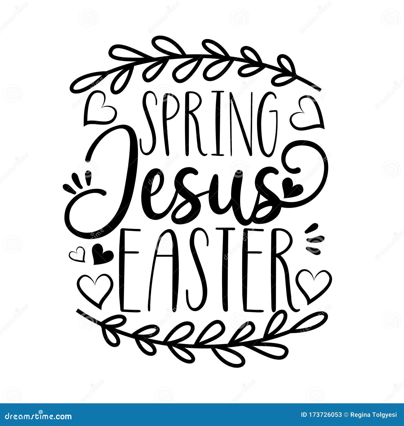 Spring Jesus Easter- Calligraphy Stock Vector - Illustration of faith, holiday: 173726053
