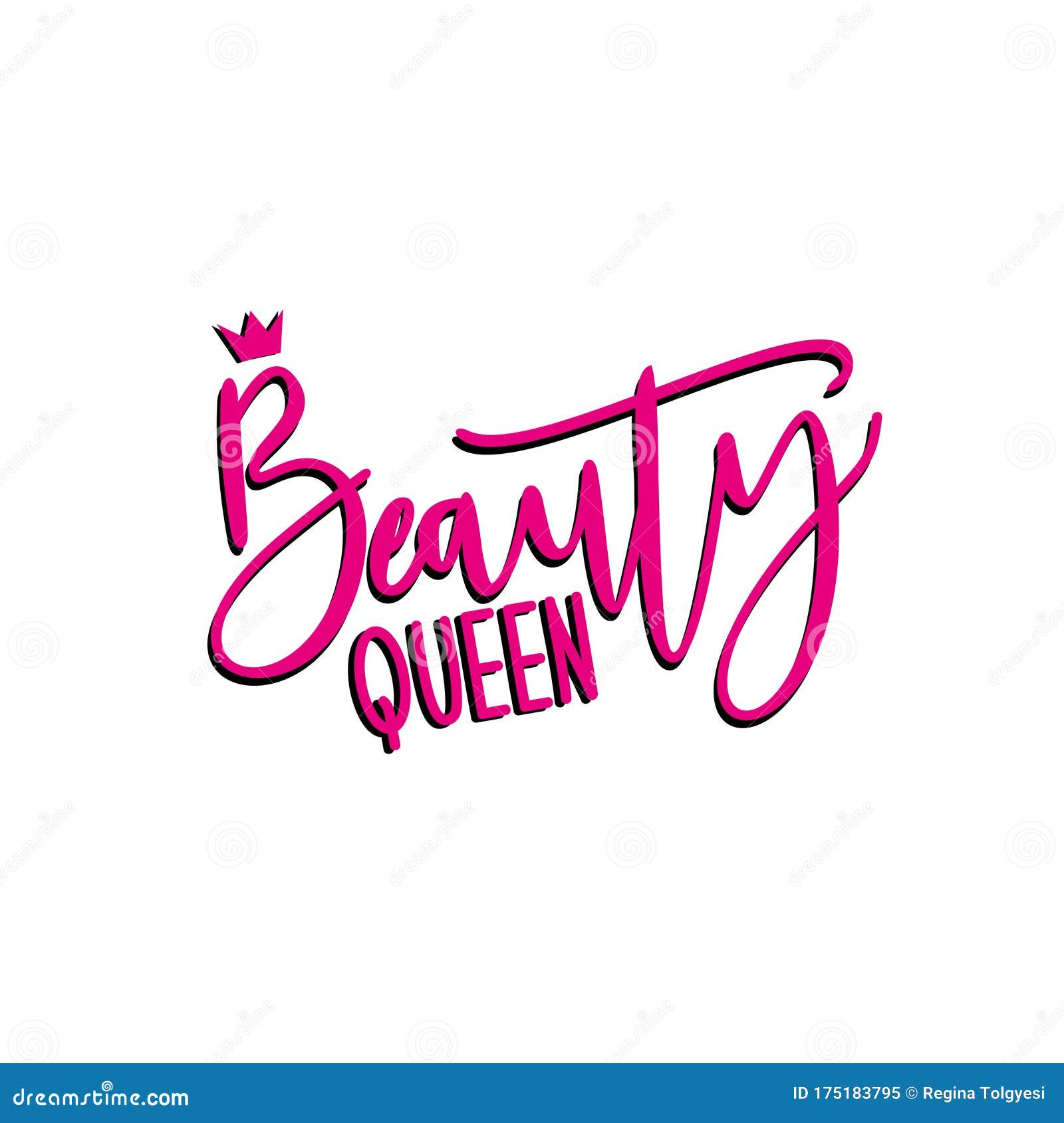 Beauty Queen Calligraphy with Crown. Stock Vector - Illustration of ...