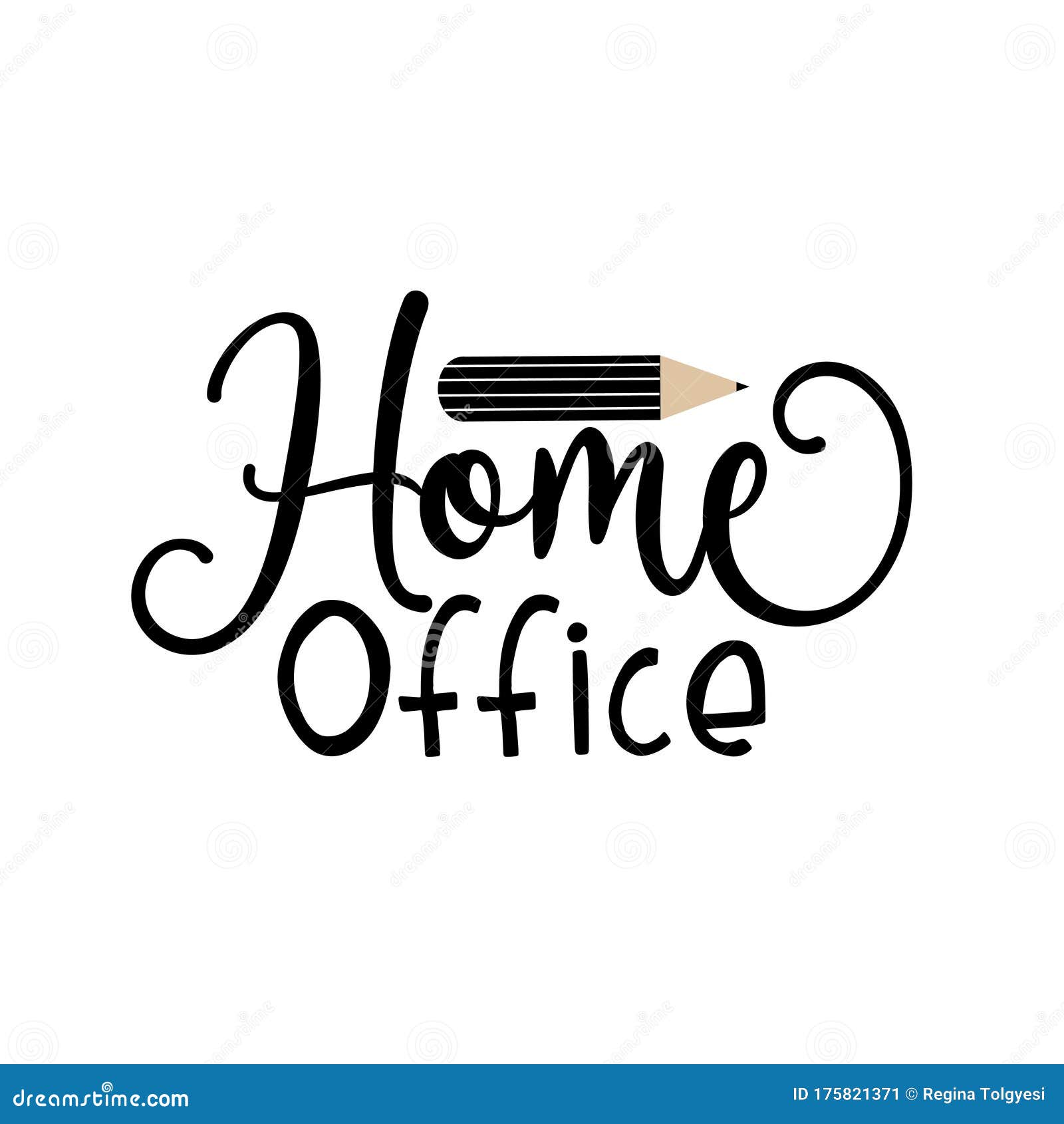 Home Office Calligraphy with Pencil. Stock Vector - Illustration of ...