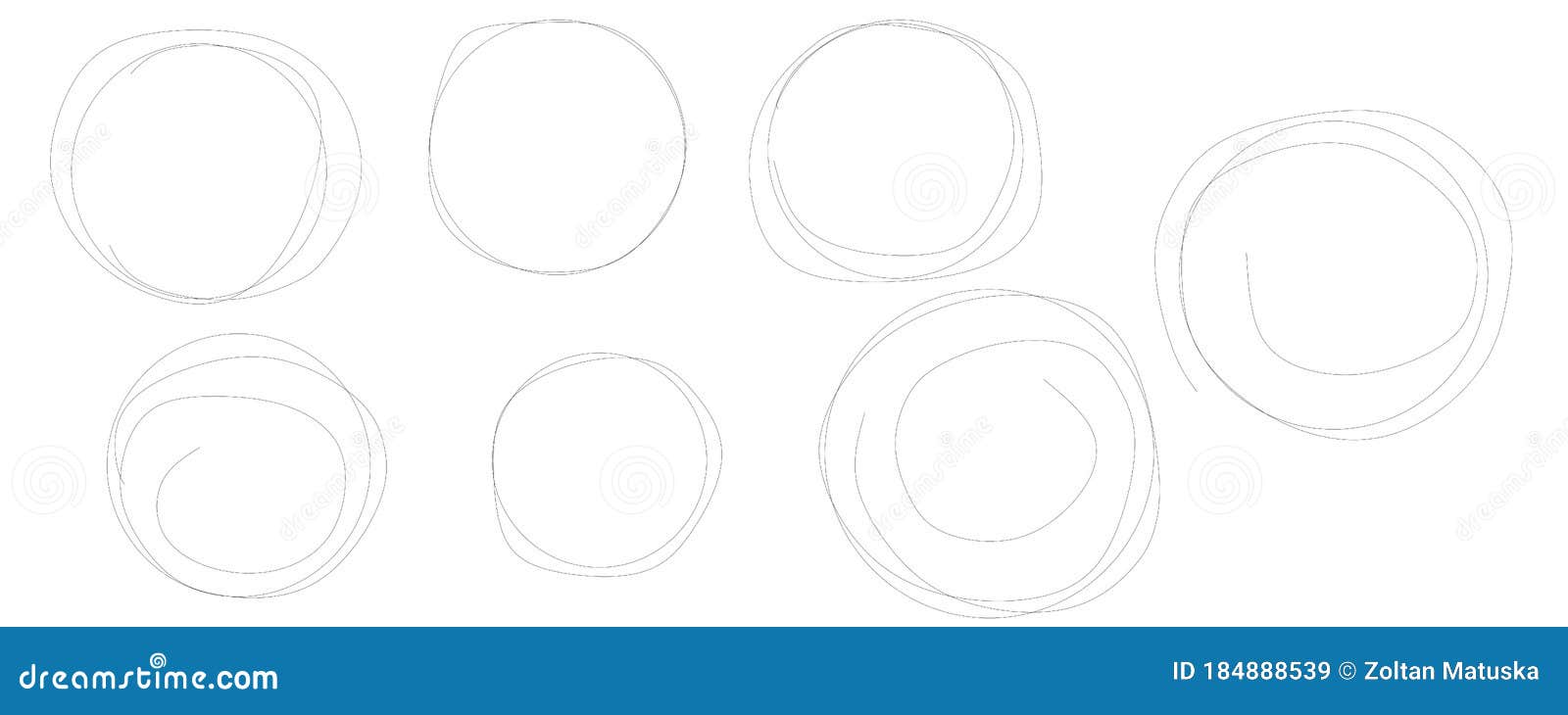 Vector Circle Shape Set, Hand Draw Round Collection, Isolated on White ...