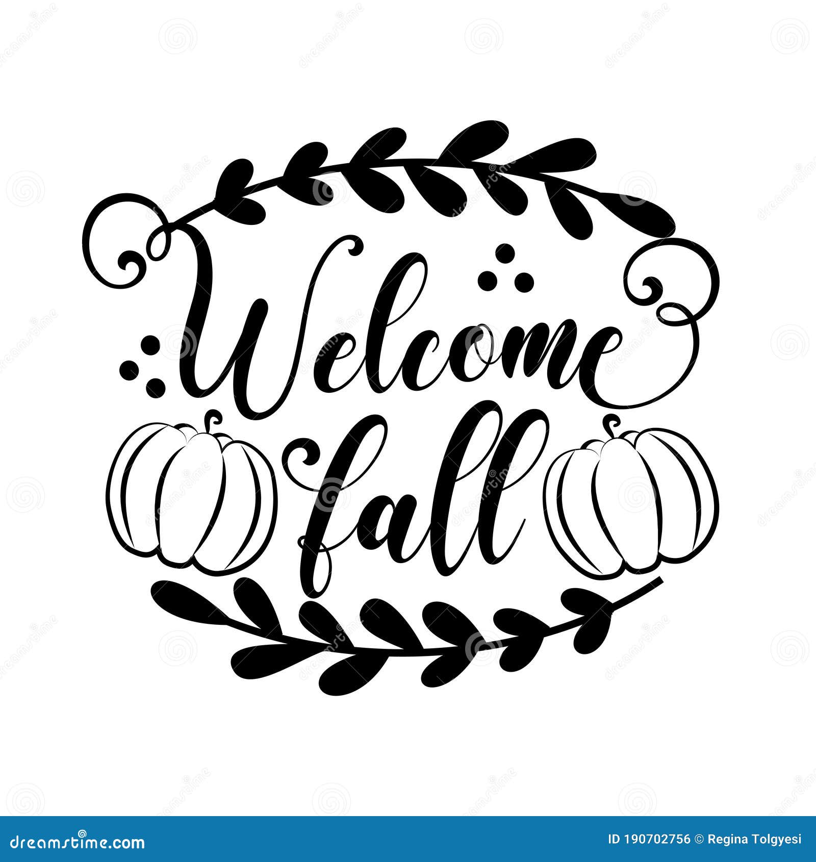 Welcome Fall - Autumn Calligraphy with Pumpkins. Stock Vector ...
