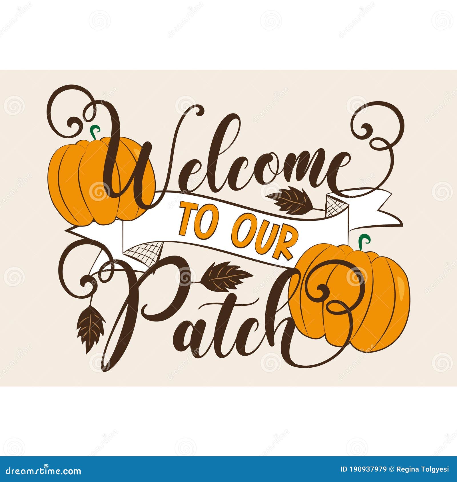 Welcome To Our Patch- Autumnal Text with Pumpkins. Stock Vector ...